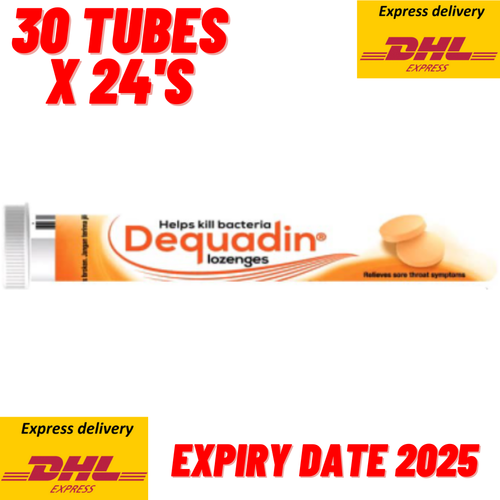 New DEQUADIN Citrus Lozenges Dequalinium For Sore Throat 24's X30 tube ...