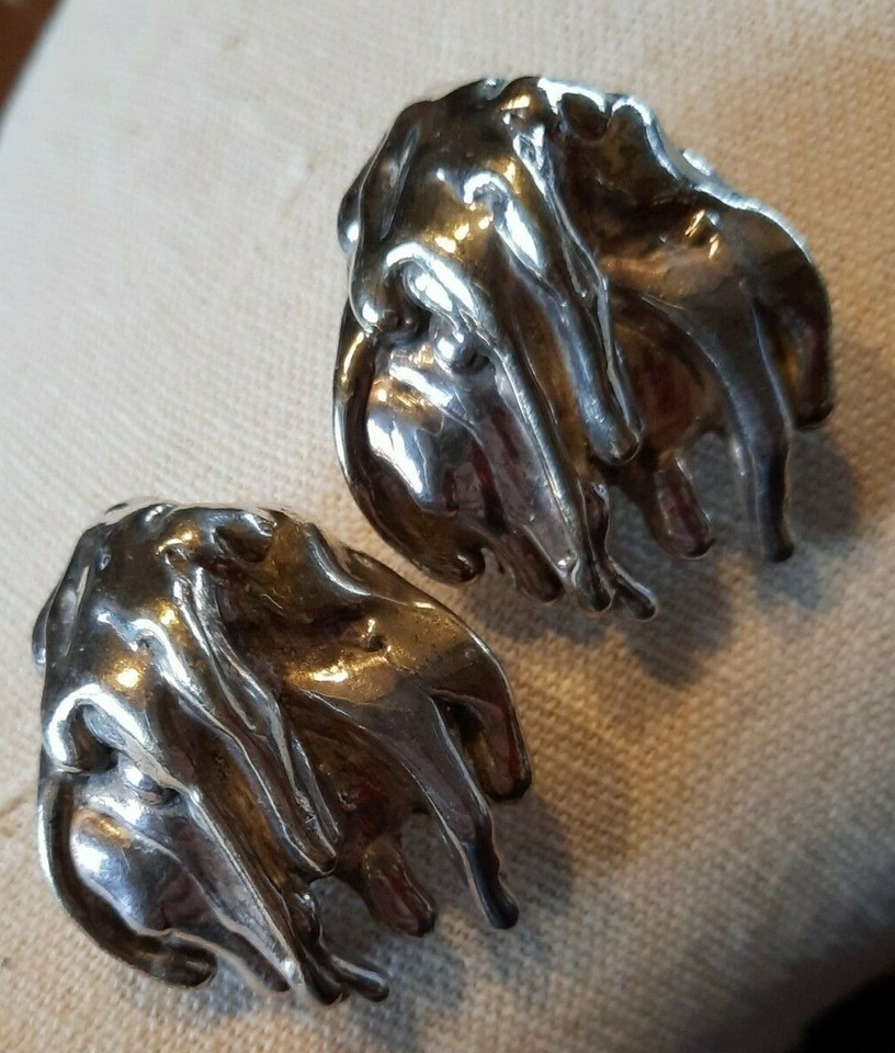 RARE VINTAGE STERLING Brutalist MODERNIST ARTISAN JOE EUSTACE PIERCED ...