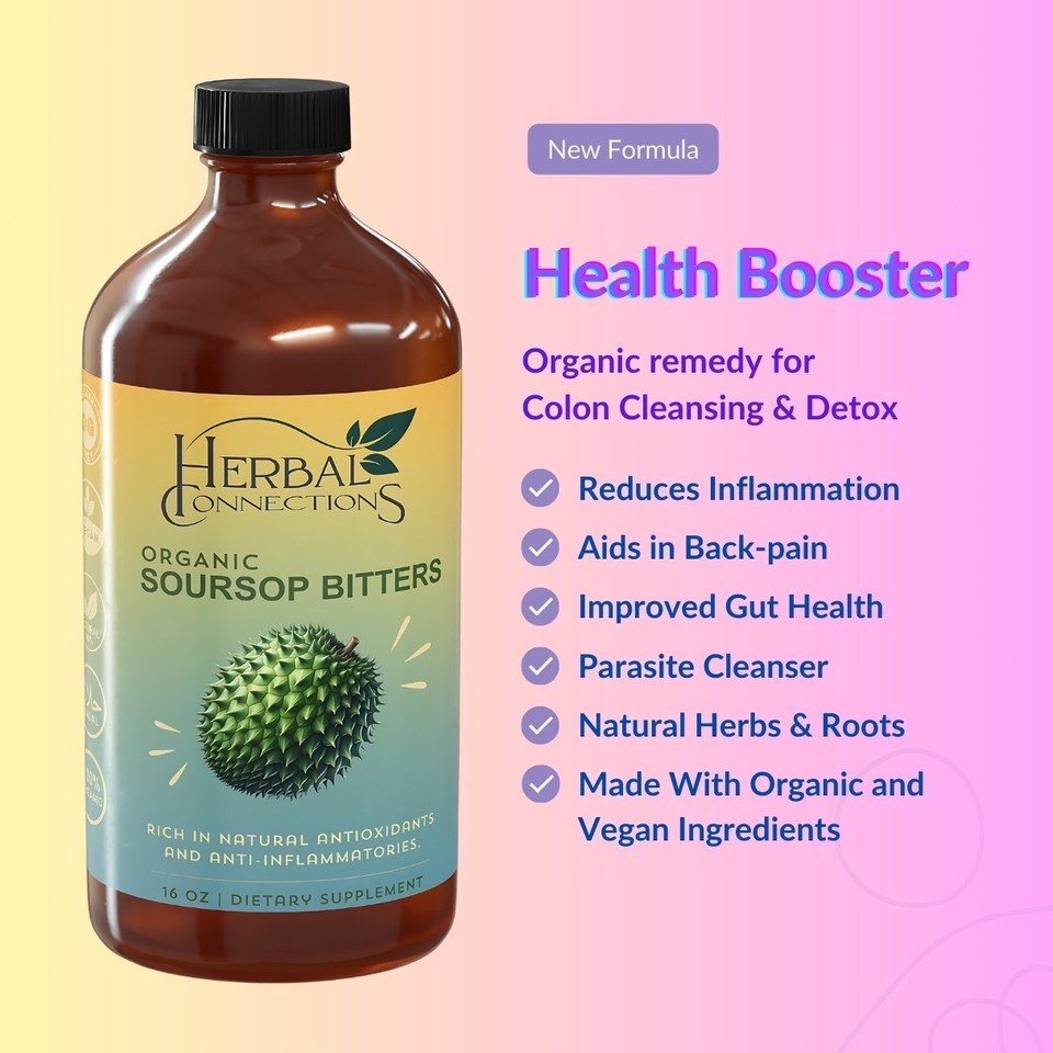 Organic Soursop Living Bitters - Vegan/Gluten-Free/Natural - 16 Fl Oz ...