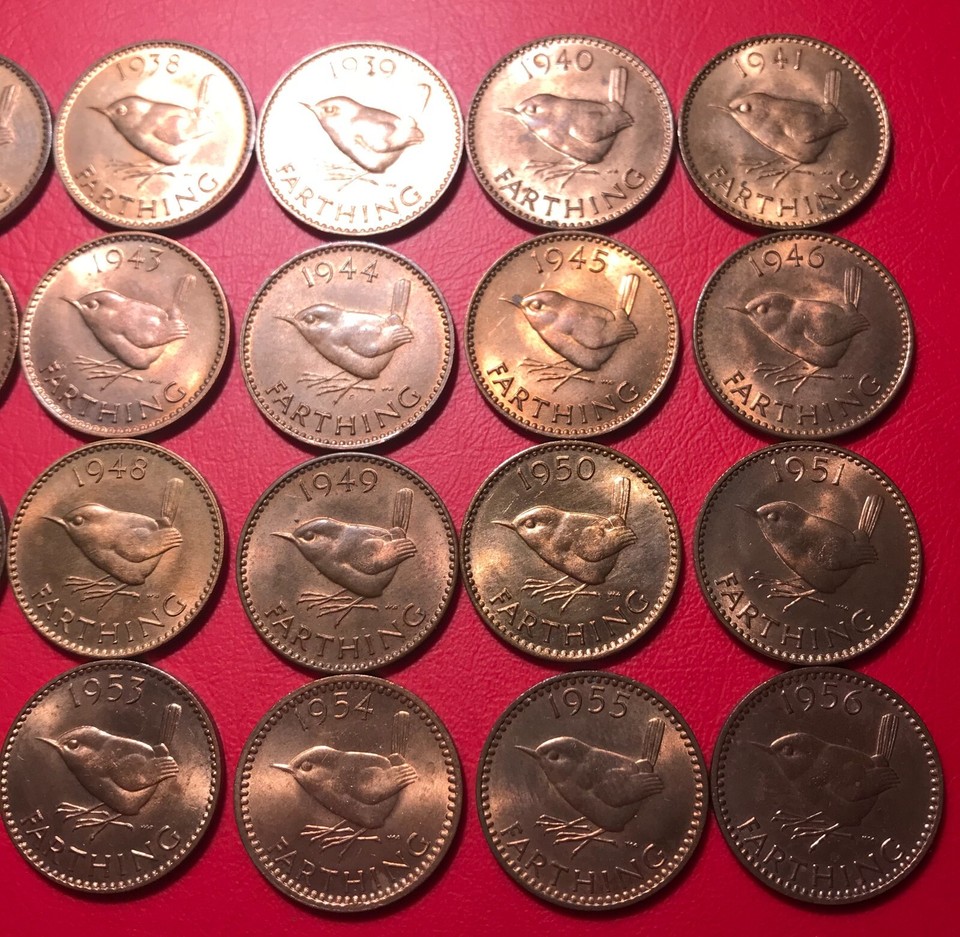 RARE 1937 - 1956 King George VI & QE II Farthings Complete Date Run ...