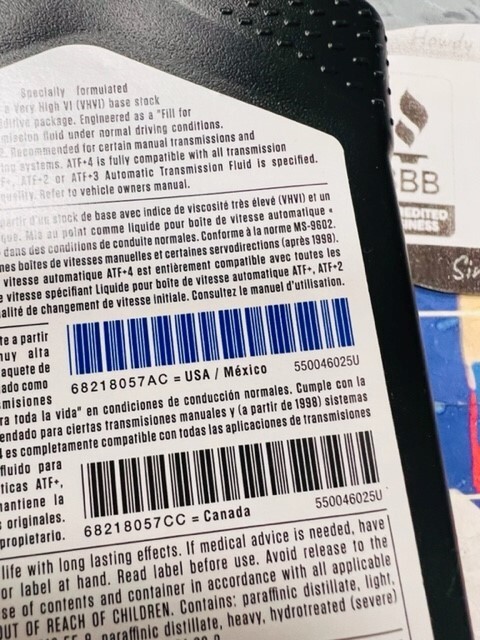 (1) Genuine OEM Mopar 68218057AC ATF+4 Automatic Transmission Fluid 1 ...