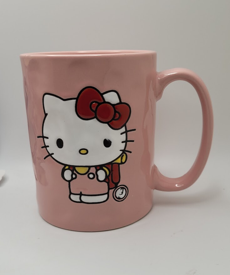 Unique Hello Kitty COFFEE MUG Raised Kitty Hand Painted New Pink | eBay