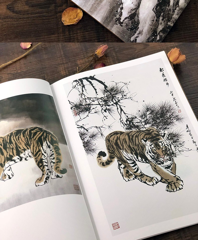 Chinese Painting Book Gu Qing Jiao Gongbi xie yi Animal Tiger Drawing ...