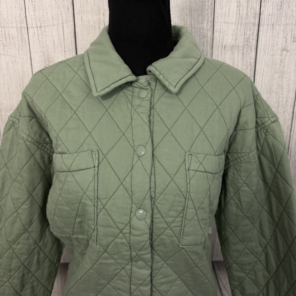 NWT Gap Kids Girls XXL Green Quilted Cotton Collared Shacket w/ Snaps ...