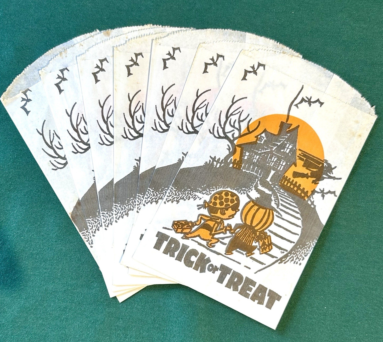 Vtg Trick or Treat Bags Set of 7 Halloween Candy 3.5x6" Paper Sack ...