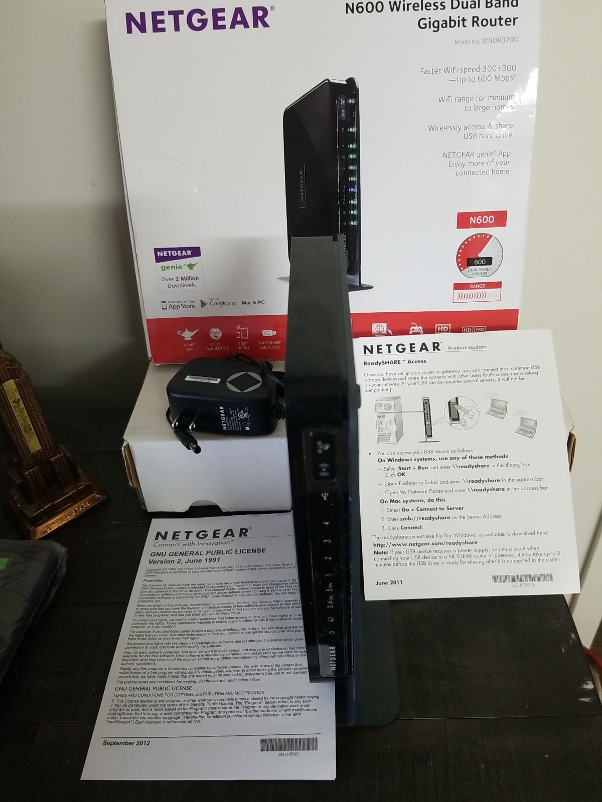 Netgear N600 Wireless Dual Band Gigabit Router - WNDR3700 w/ box ...