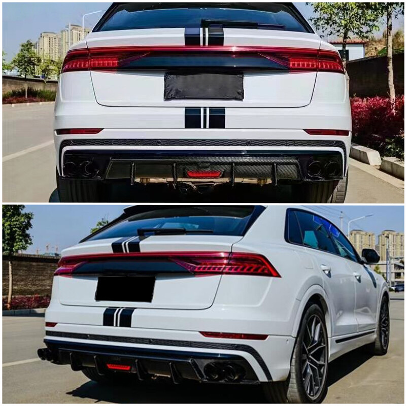 For Audi Q8 Sport SQ8 2019-2022 Real Carbon Rear Bumper Diffuser ...