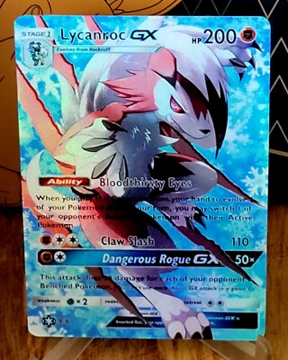 Pokemon Lycanroc GX Anima Doujin ACG DIY Craft Full Art Custom Card ...
