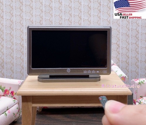 Dollhouse Miniature 1:12 Living Room LCD TV & 1 Remote Control Toy ...