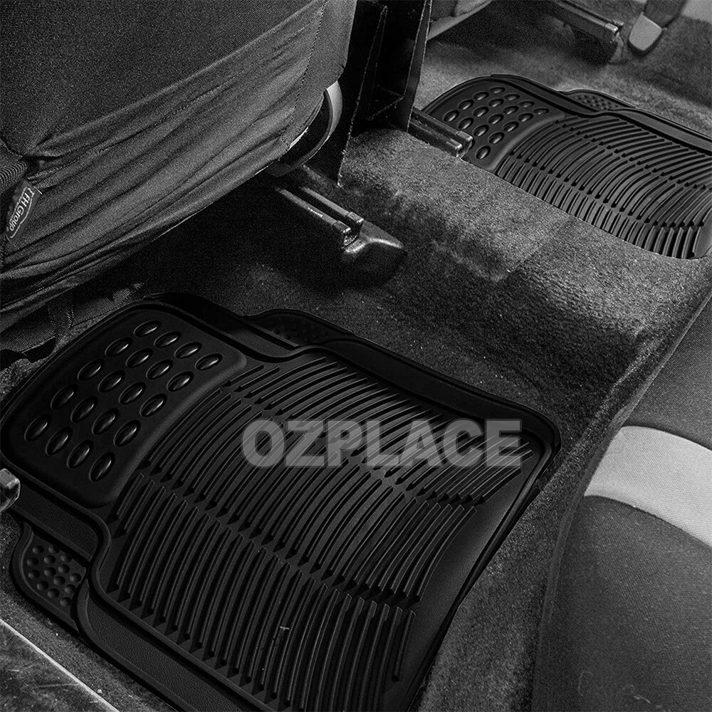 4 Pcs Car Floor Mats Front Rear Rubber Black Universal Fit Carpet Set ...