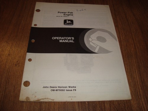 John Deere Power-Pak Engine OM-M79592 Issue F8 Operators Manual | eBay