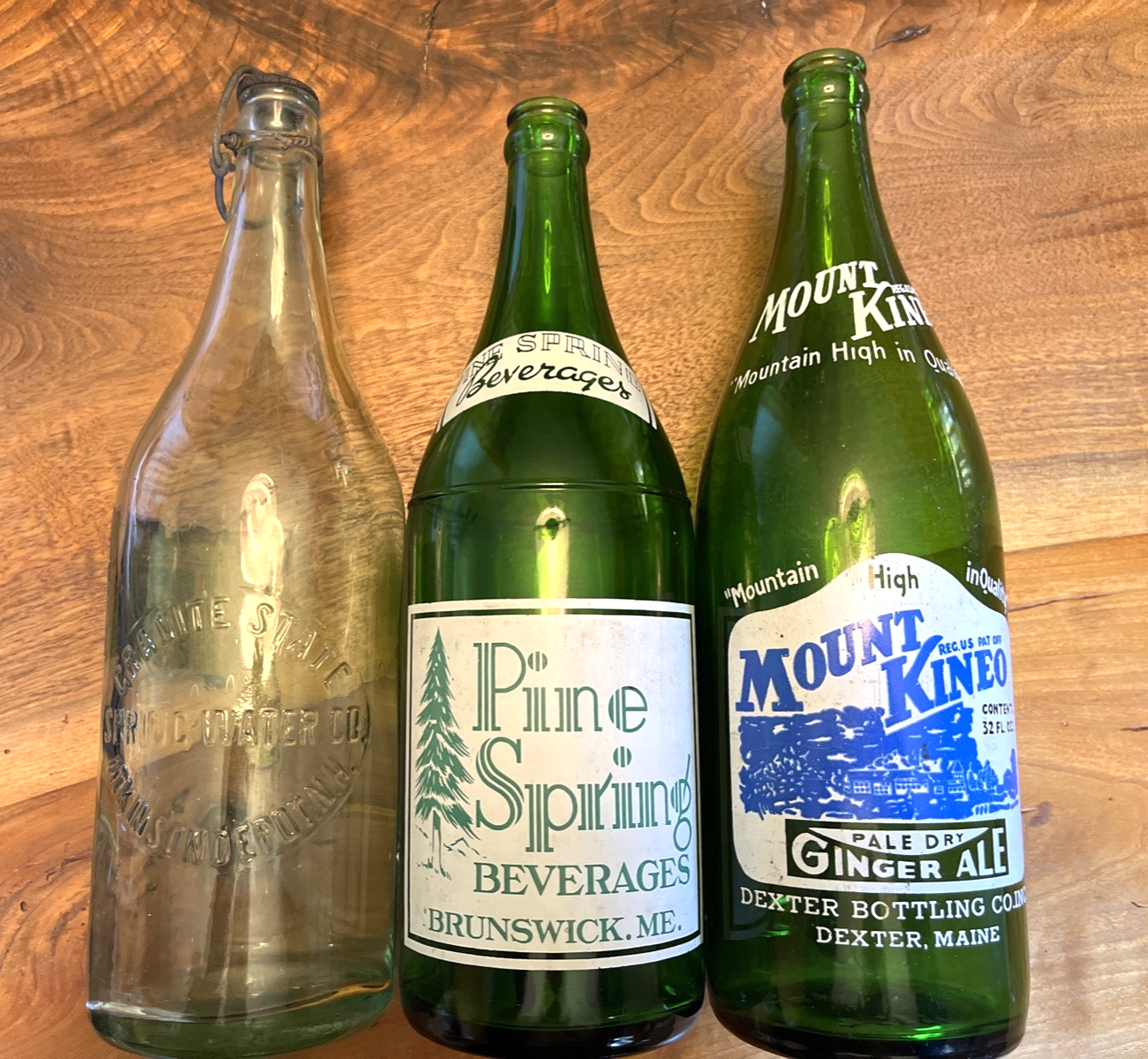Lot of 3 Vintage Spring Water & Ginger Ale Bottles Maine New Hampshire ...
