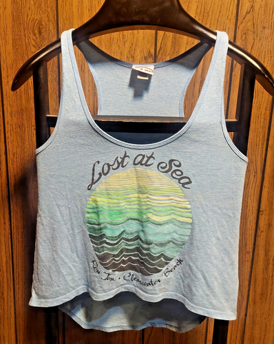 Ron Jon womens tank top Clearwater Beach small Lost At Sea blue | eBay