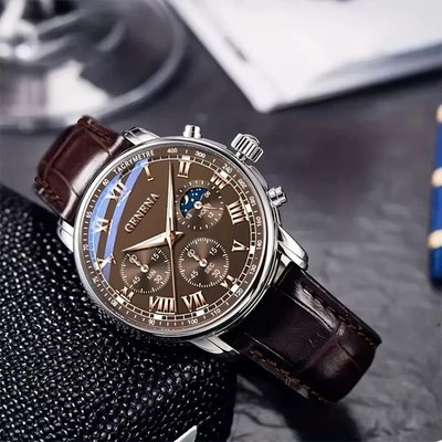 GENENA High Quality Men'S Luxury Belt Fashion Quartz Watch Men round ...