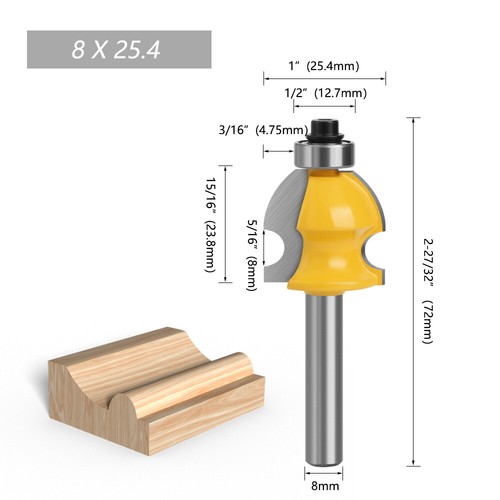 Architectural Molding Frame Router Bit Arc-shaped & Bead Cutter 8mm ...