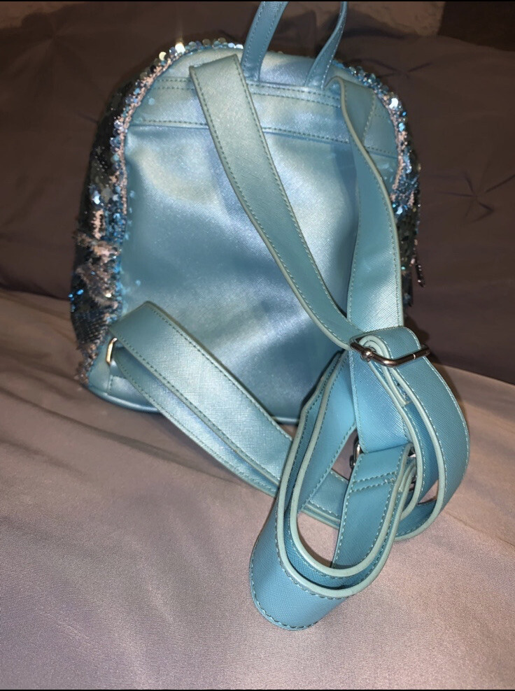 Disney Loungefly Elsa Frozen Mini Backpack with Matching Blue Sequin ...