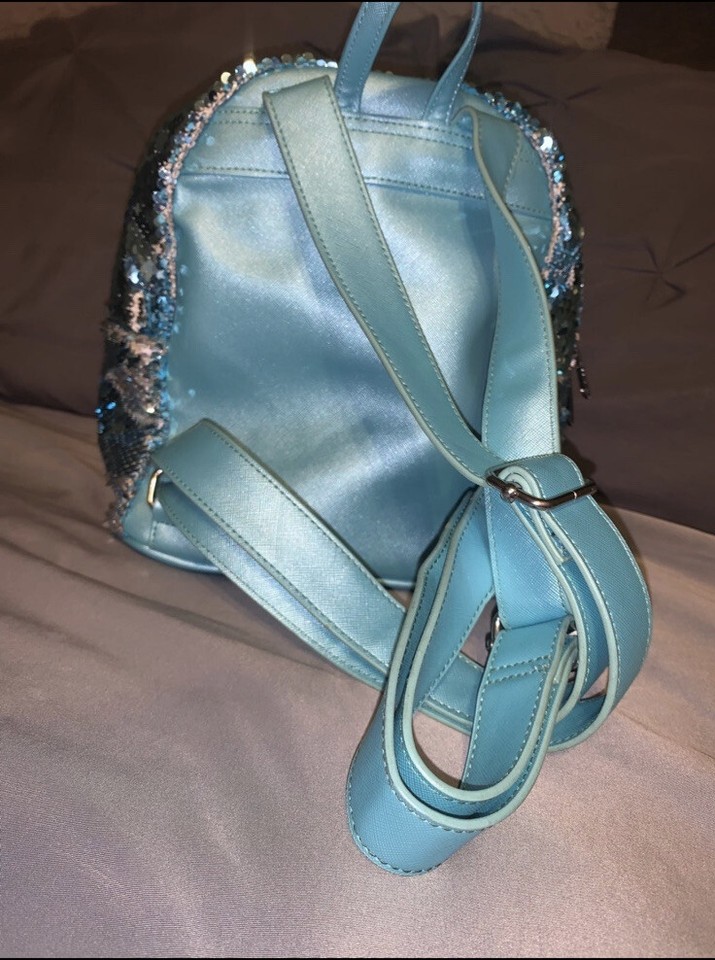 Disney Loungefly Elsa Frozen Mini Backpack with Matching Blue Sequin ...