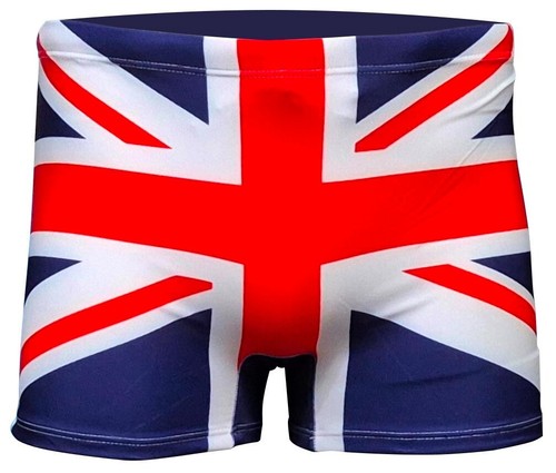 ACCLAIM British Union Jack Sports Fit Boxer Style Flag Swimming Trunks ...