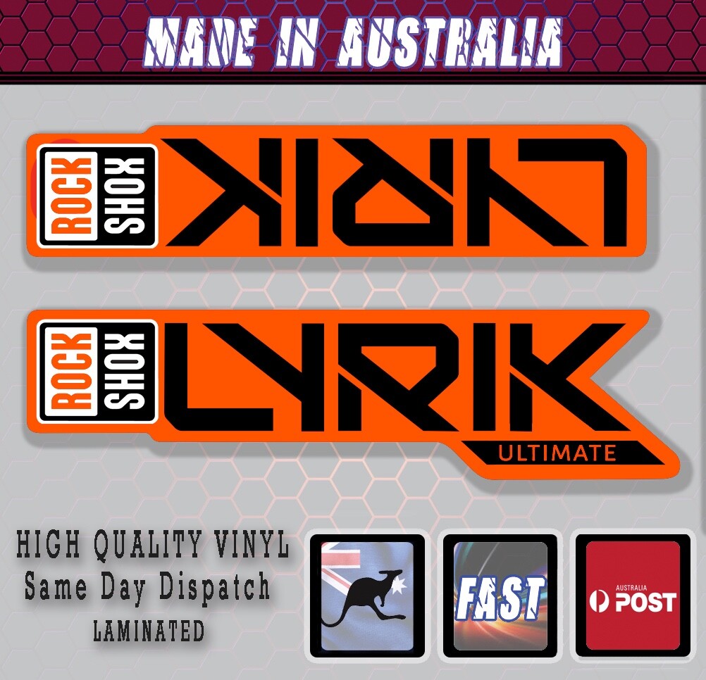 Rockshox Lyrik style Fork Decal Stickers orange black Laminated Gen 3 ...