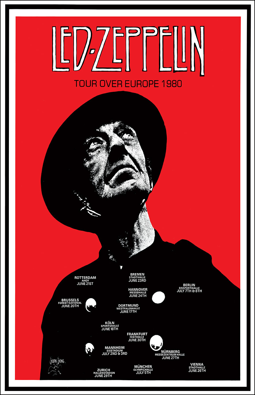 LED ZEPPELIN 1980 Europe Tour Concert Poster Last Tour Air Raid Man | eBay