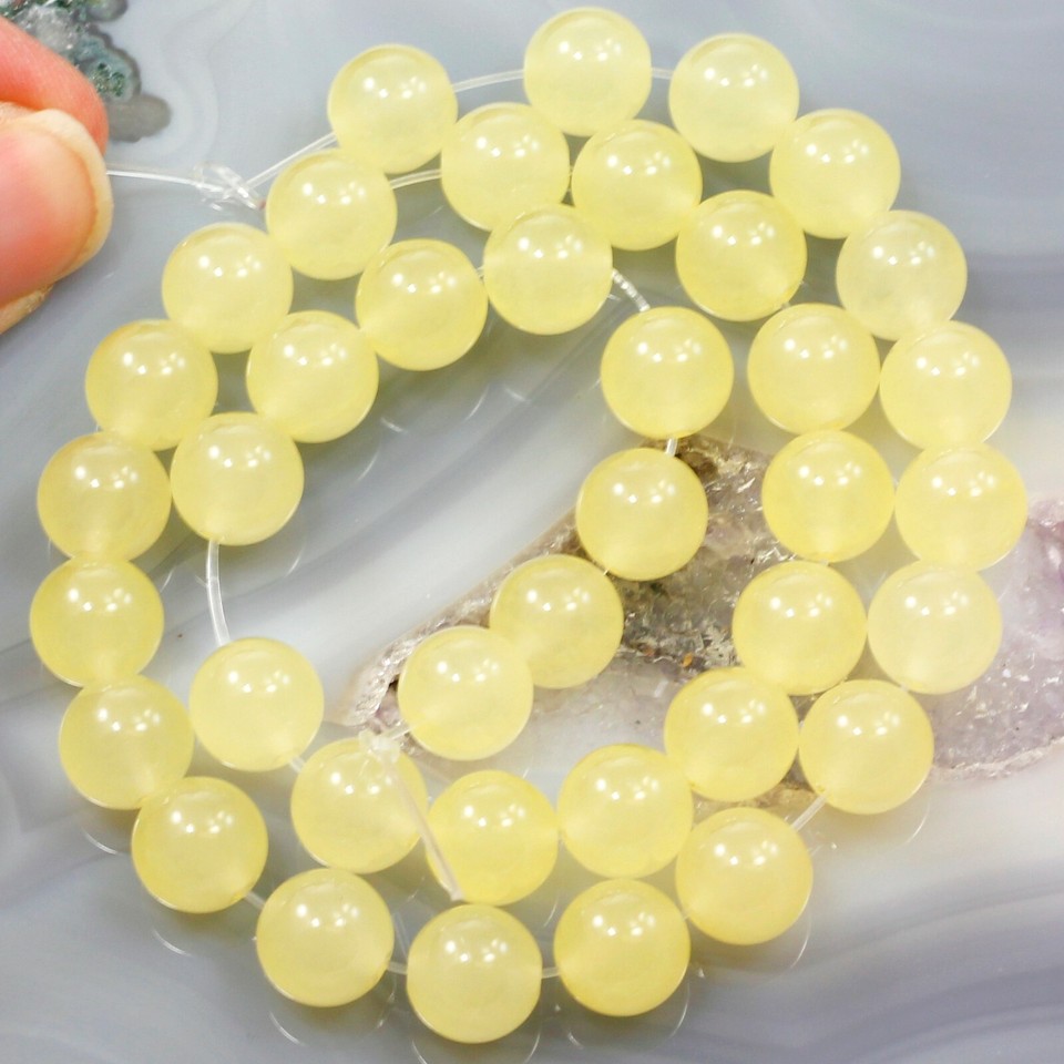 Yellow Jade Round Gemstone Beads 15" strand 4mm 6mm 8mm 10mm 12mm ...
