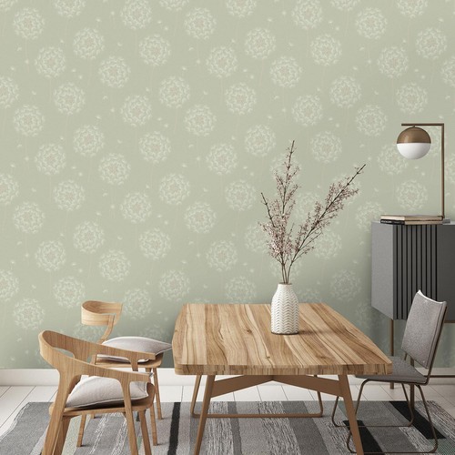 Holden Opus Allora Dandelion Sage Green Embossed Floral Textured Vinyl ...