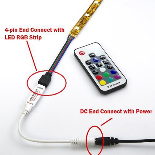 5pcs DC5-24V Mini 17 Keys RF Wireless Remote Controller for RGB LED ...