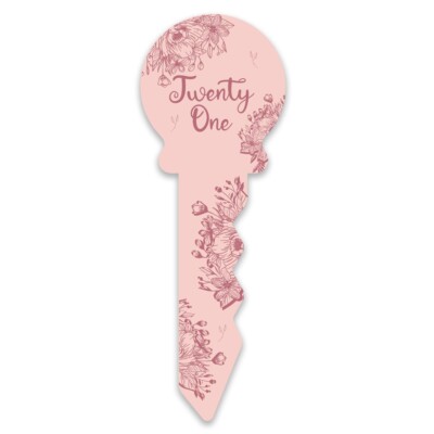 21st Birthday Signing Keepsake Key Pink Floral Guest Signature Book ...