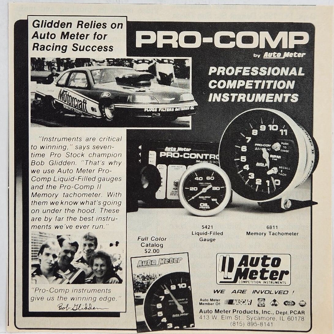1987 Auto Meter Pro Comp Tach Instruments Print Ad Man Cave Poster Art ...