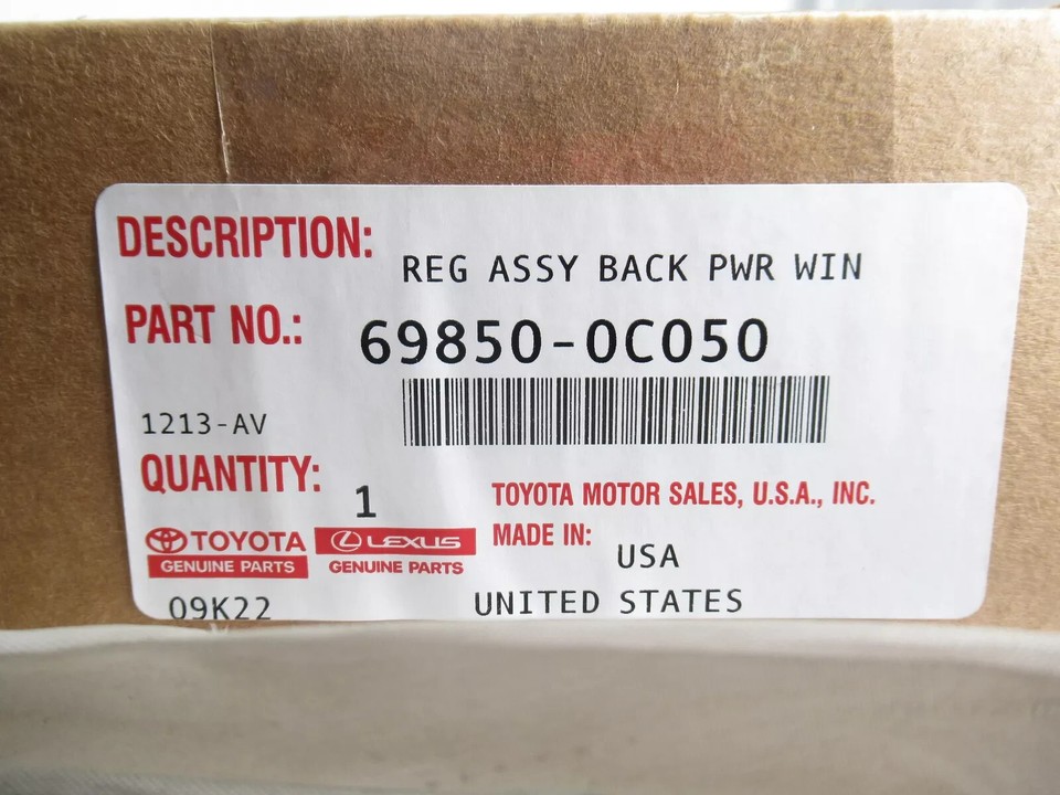 Genuine OEM Toyota 07-21 Tundra Back Window Glass Regulator w/ Motor ...