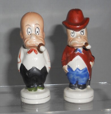 Vintage Silent Sam Adamson Old Man Hats Smoking Cigar Salt & Pepper S&P ...