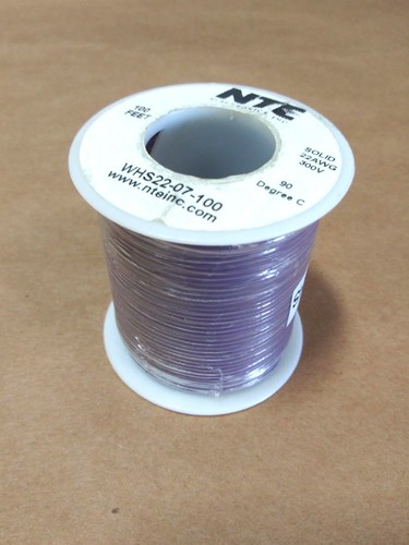 ( 100 FT Spool ) NTE WHS22-07-100 ( 22 AWG ) Solid Hook Up Wire 300V ...