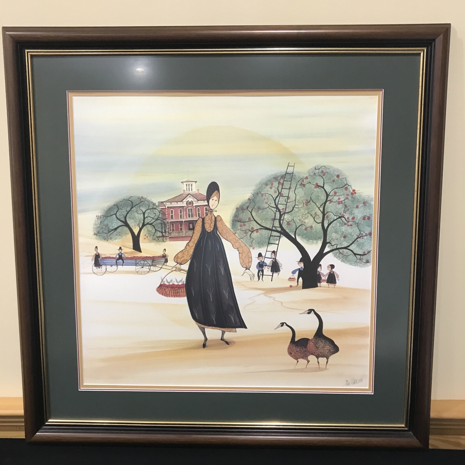 1987 Large Buckley Moss Maid of the Orchard 96/1000 Artist Signed ...
