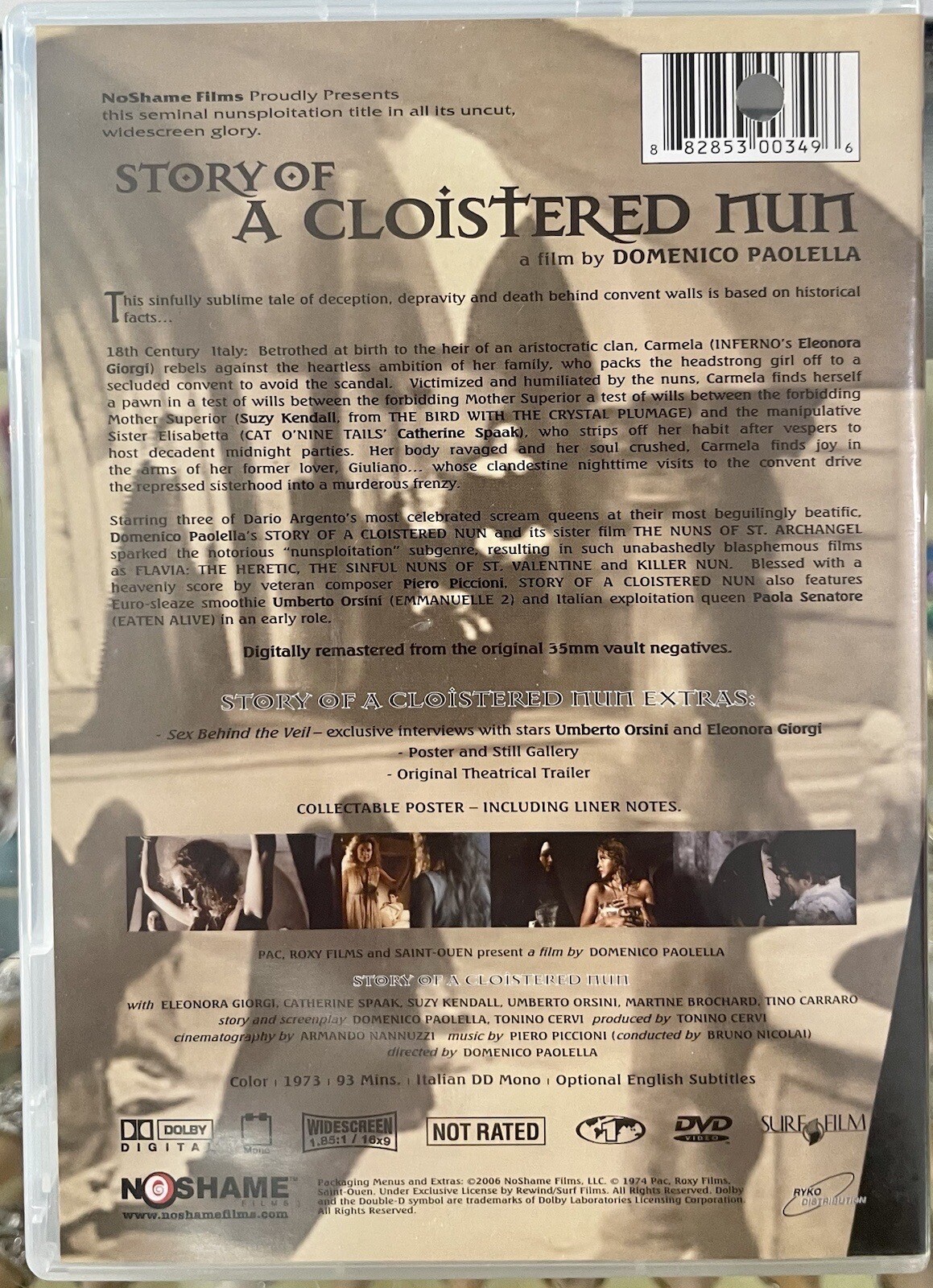 Story of a Cloistered Nun DVD NoShame Films,Italy Horror w/Poster,WS,NR ...