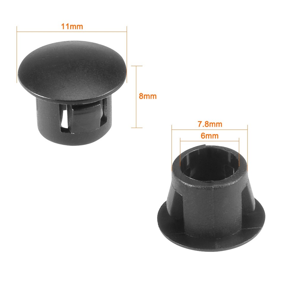 10pcs 7.8mm x 8mm Black Nylon Round Snap Panel Locking Hole Plugs Cover ...