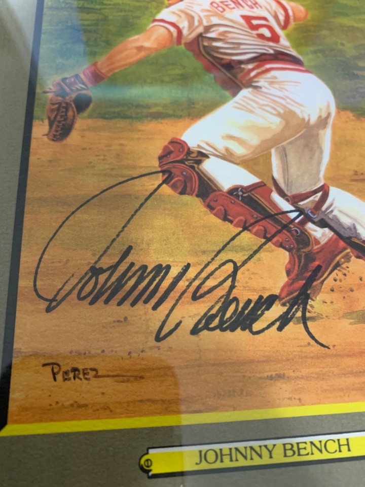 JOHNNY BENCH AUTOGRAPHED PEREZ STEELE GREATEST MOMENTS CARD JSA+PSA ...