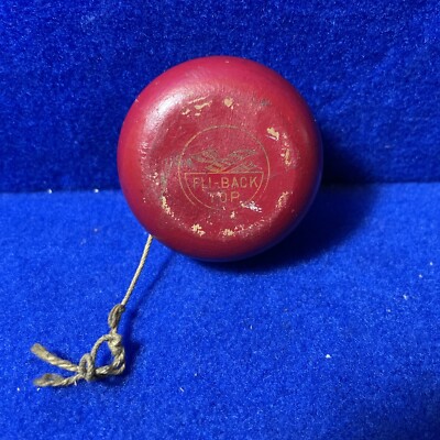 VINTAGE WOODEN FLI-BACK TO YOYO RED AND BLUE | eBay