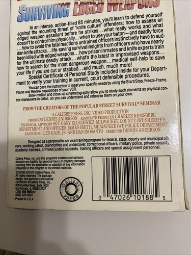 Surviving Edged Weapons VHS Very RARE Calibre Press 1988 HTF | eBay