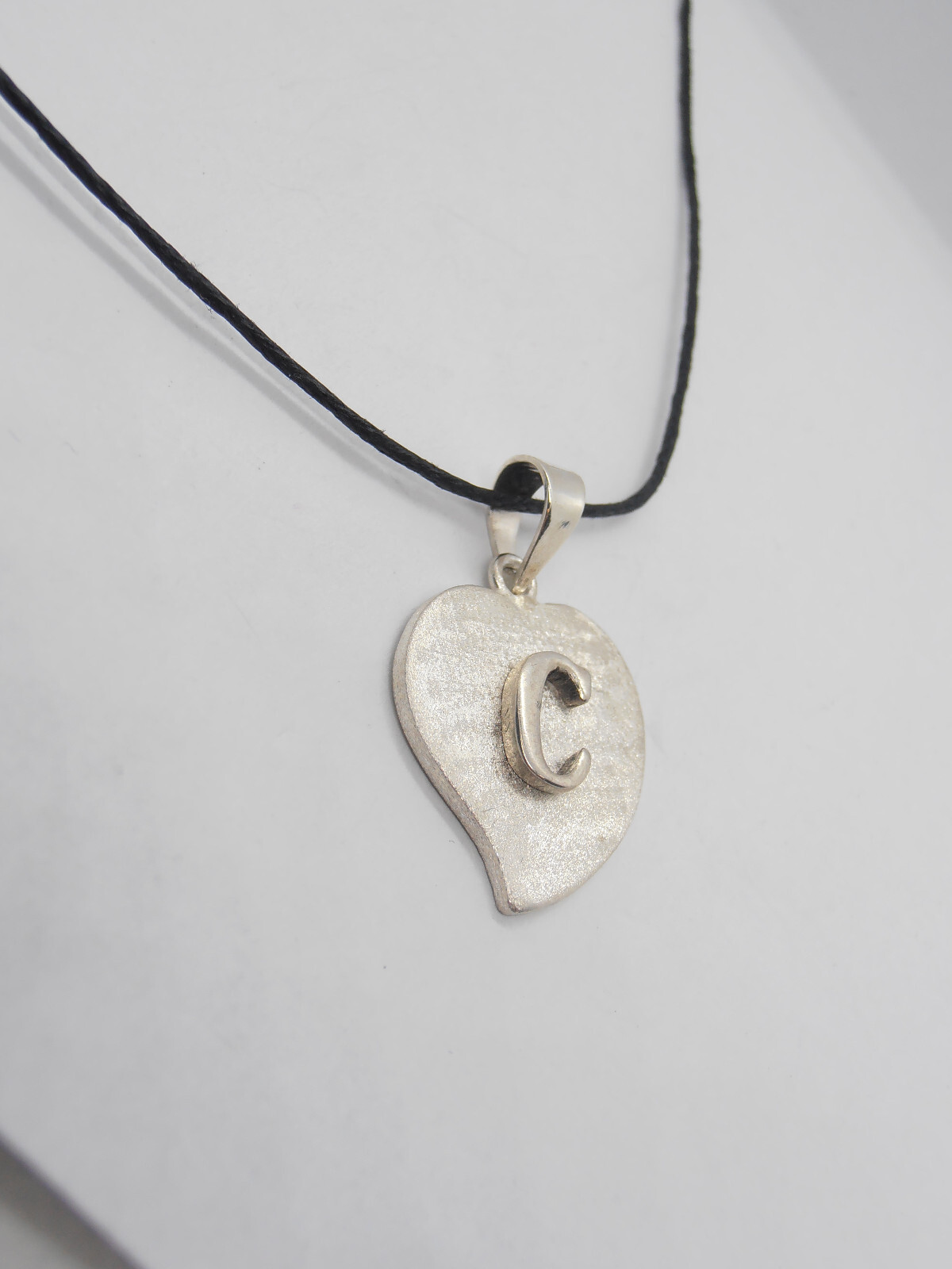 Initial C: Pendant Heart Silver 925 - Pendant Letter Alphabet Choker | eBay