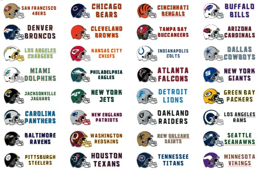 32 Customized NFL Helmet Team Labels For BCW Tall Card Dividers LABELS ...