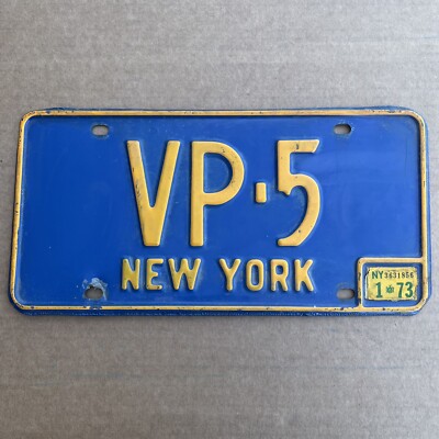 1973 Vintage New York State Blue - Yellow License Plate # VP-5 | eBay