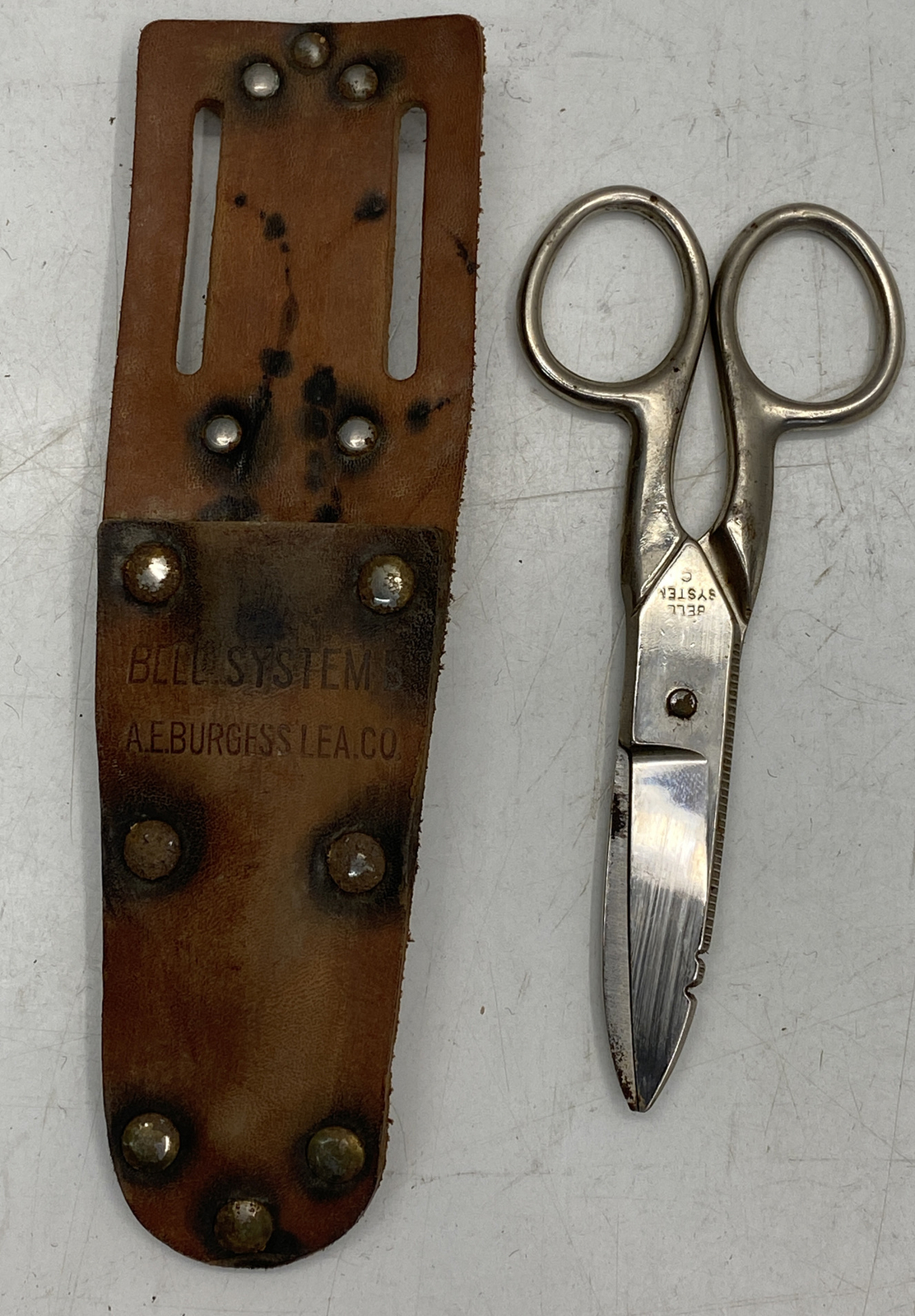 Vtg Bell System B A. E. Burgess Lea Co Scissors & Leather Linemen's ...