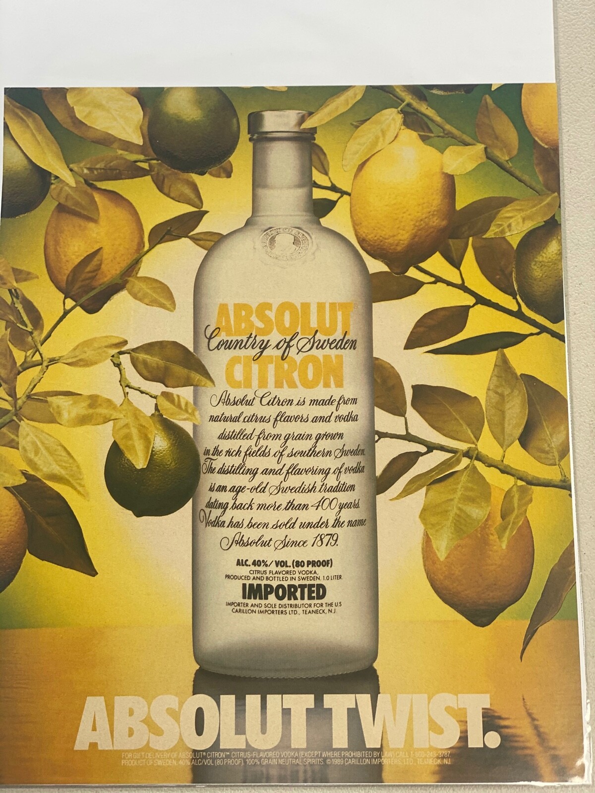 ABSOLUT CITRON VODKA Vintage Print Ad Advertisement | eBay