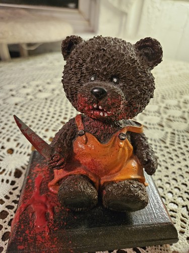 Scary Horror Teddy Bear with Knife Bobblehead Creepy Halloween Figurine ...
