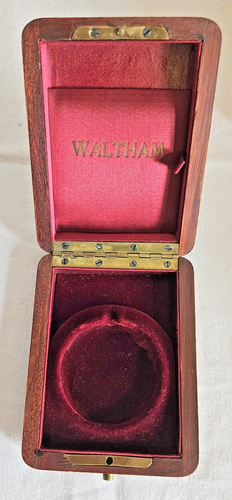 Vintage Waltham Pocket Watch Box - Wood 4 3/8 x 3 3/8" opng 1 3/4 ...