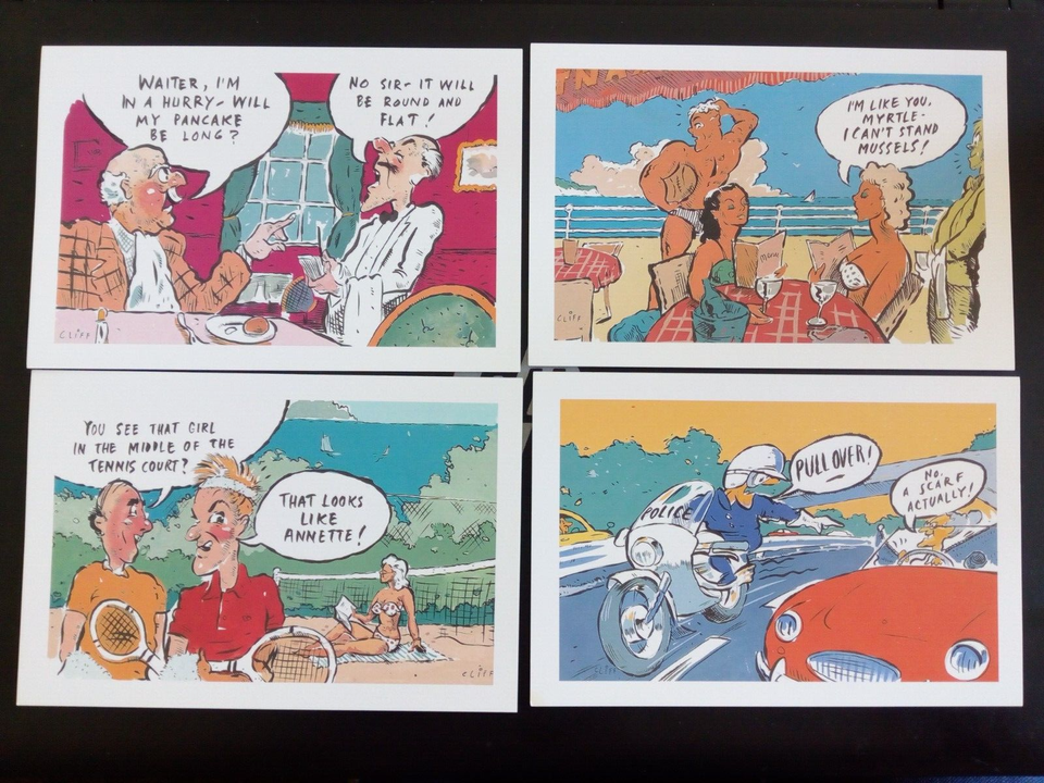 SET OF 4 COMIC POSTCARDS CROSSED LINES, UNPOSTED | eBay UK