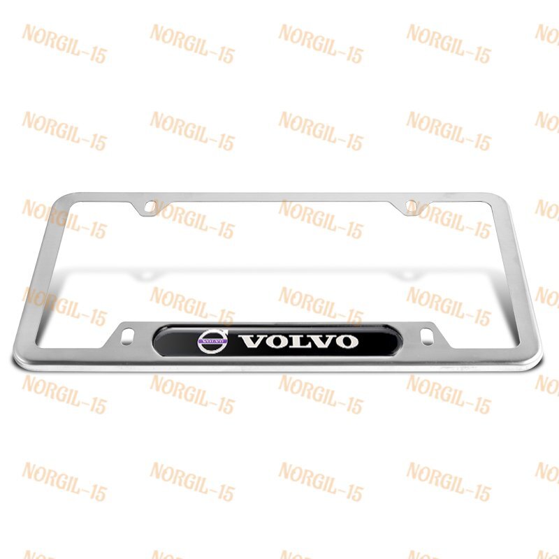 Brand New For 1PCS VOLVO Black Silver Stainless Steel Metal License ...