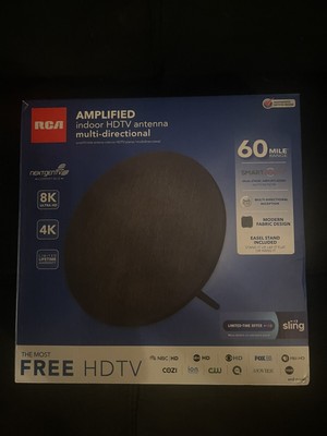 RCA1080 Amplified Indoor Flat HDTV Antenna Multi-Directional 60 Mile ...