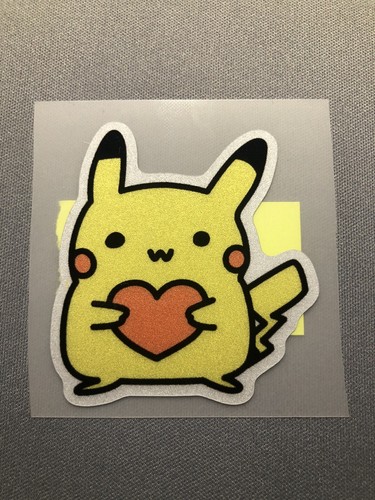 Pikachu With Heart Pokemon Car Vinyl Sticker Waterproof Cute 5cm x 5cm ...