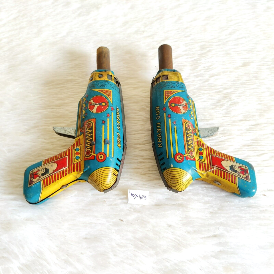 1960s Vintage Kranti Sparkling Space Gun Tin Toy Working Nice Set of 2 ...